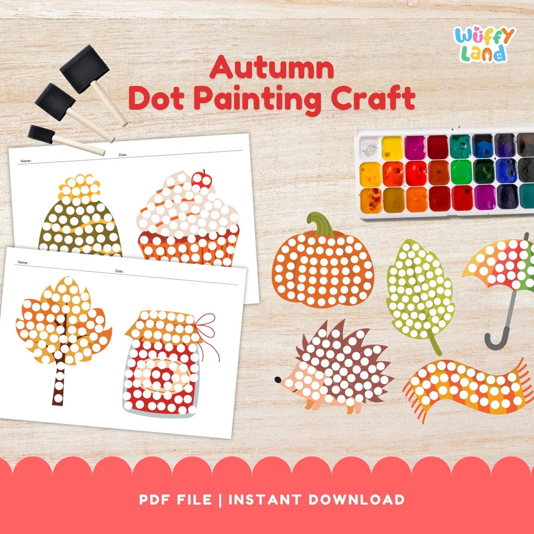 Autumn Dot Painting Worksheets for Preschool & Kindergarten - Fall Fine ...