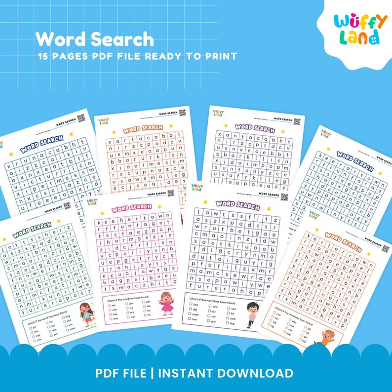 Word Search Puzzle Pack 15 Printable Pages of Fun & Educational Word ...