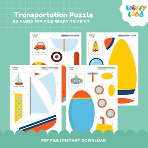 Transportation Puzzle Printable - 20 Pages PDF | Fun Kids Activity ...