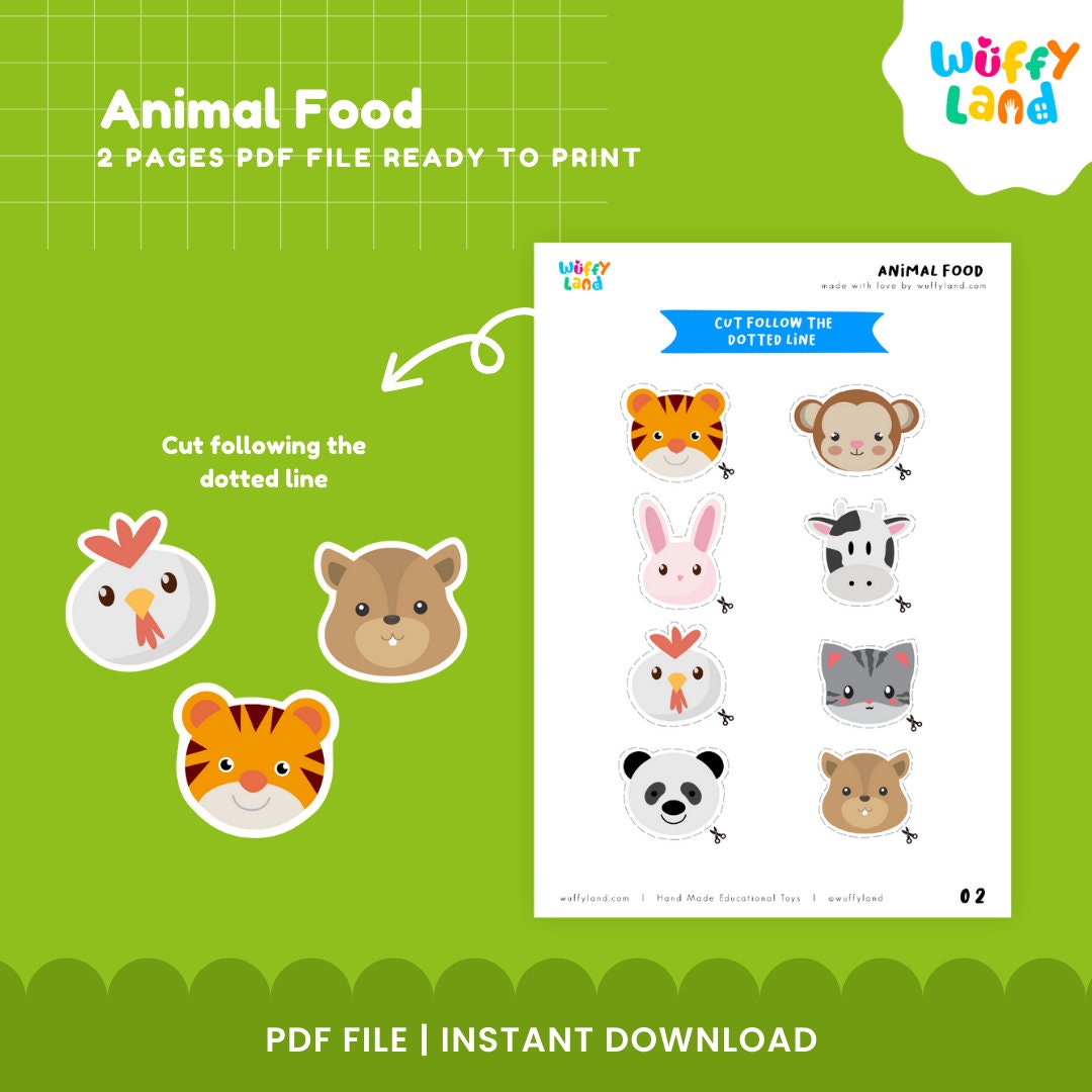 Animal Food Sorting Printable, Toddler Learning Activity, Pre-k ...