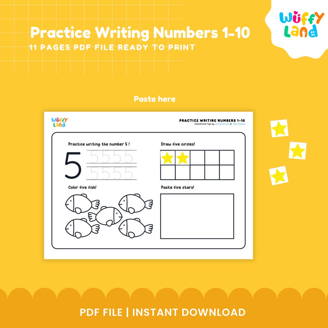 1-10 Number Tracing and Coloring, Handwriting Practice Pdf, Preschool ...