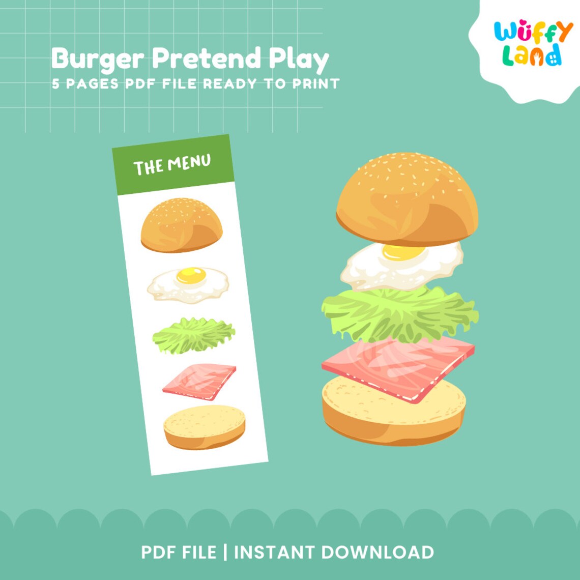 Burger Pretend Play, Build a Burger Game, Burger Dramatic Play, Bund ...