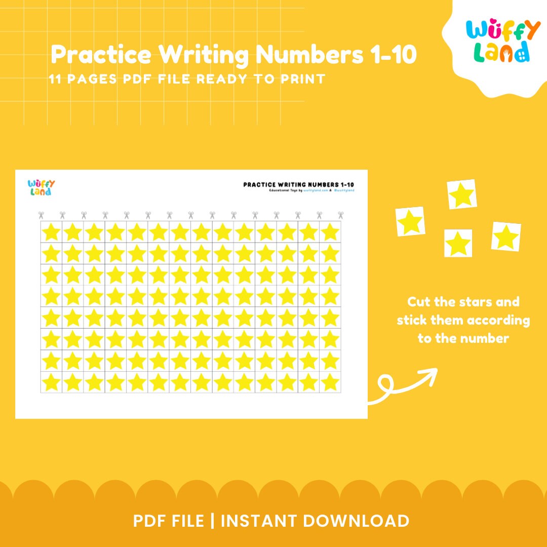 1-10 Number Tracing and Coloring, Handwriting Practice Pdf, Preschool ...