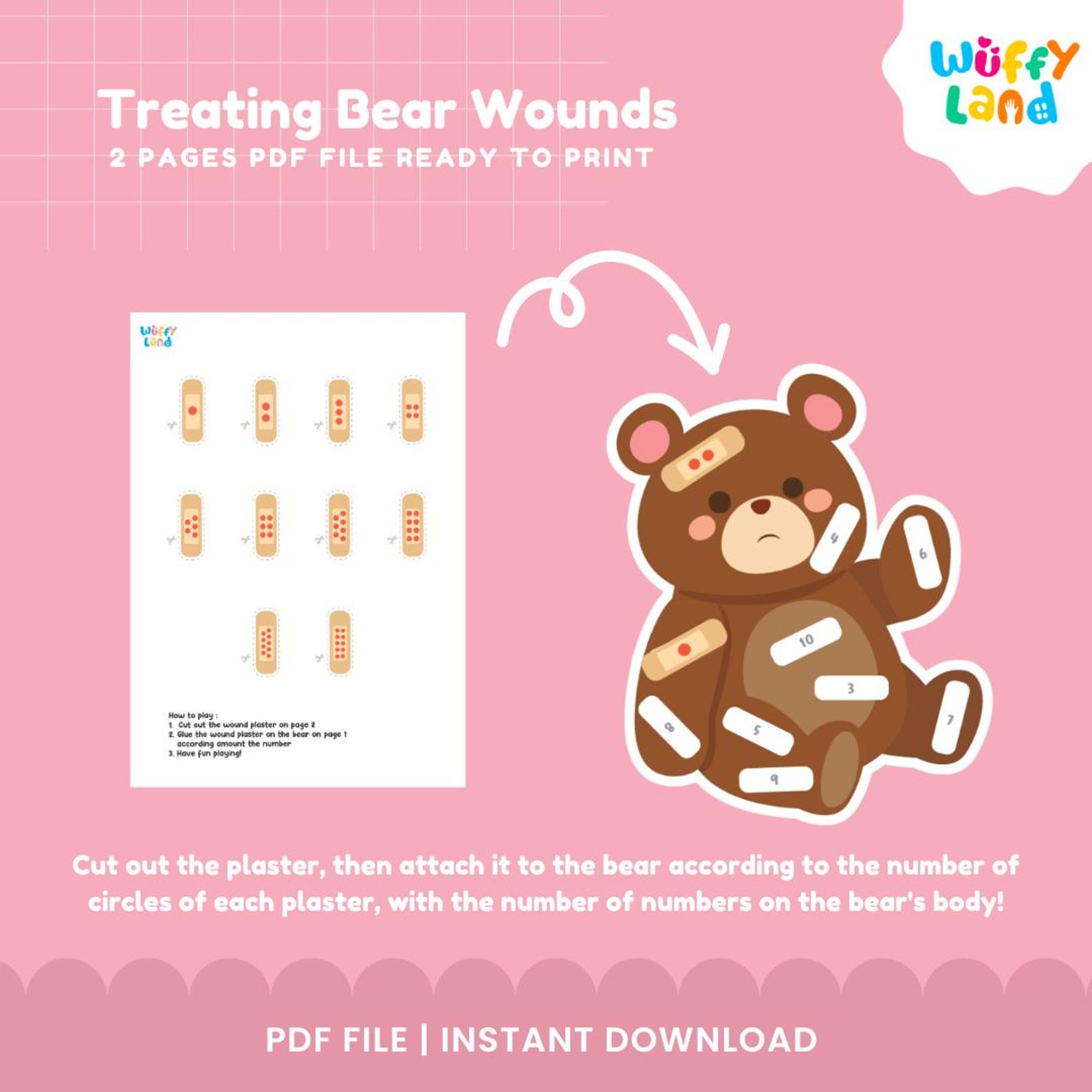 Printable Teddy Bear First Aid Activity - Pretend Play Doctor Set - Etsy