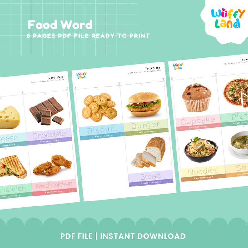 Food Word Flashcards, Printable Food Themed Flashcards, Montessori ...