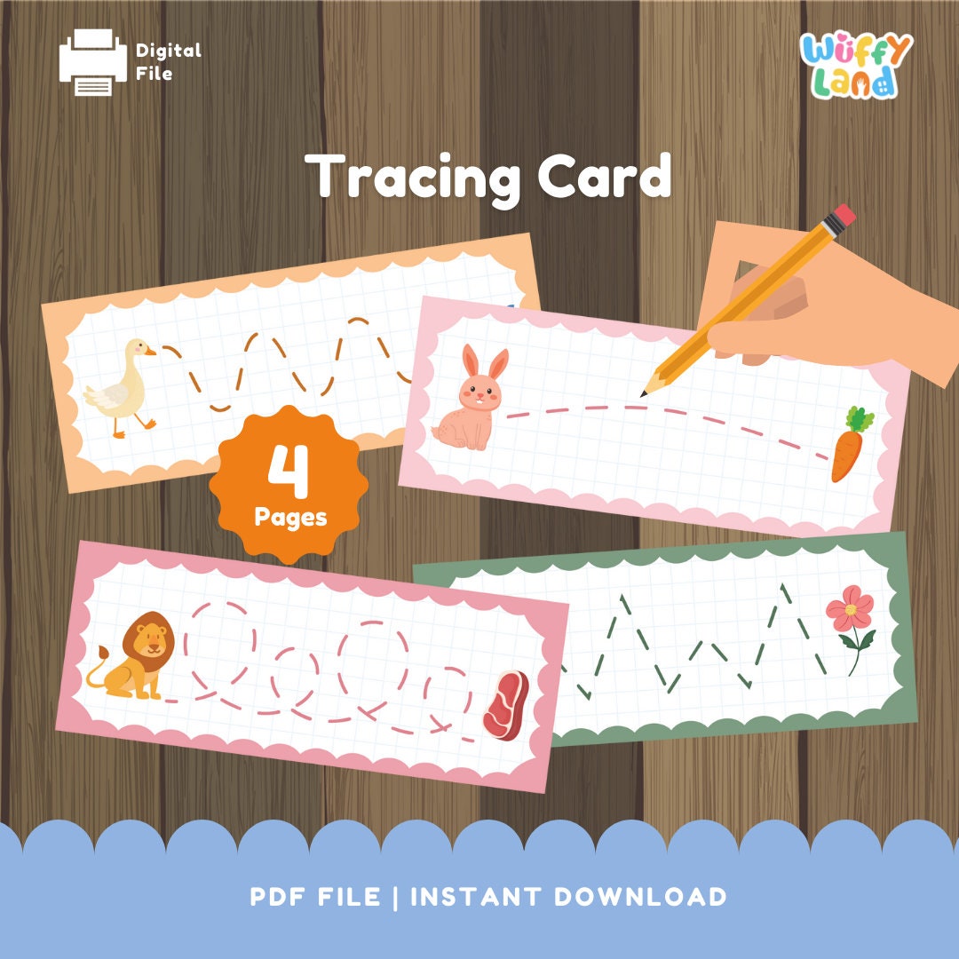 Tracing Card, Tracing Line Game, Flashcard Activity, Prek, Toddlers ...