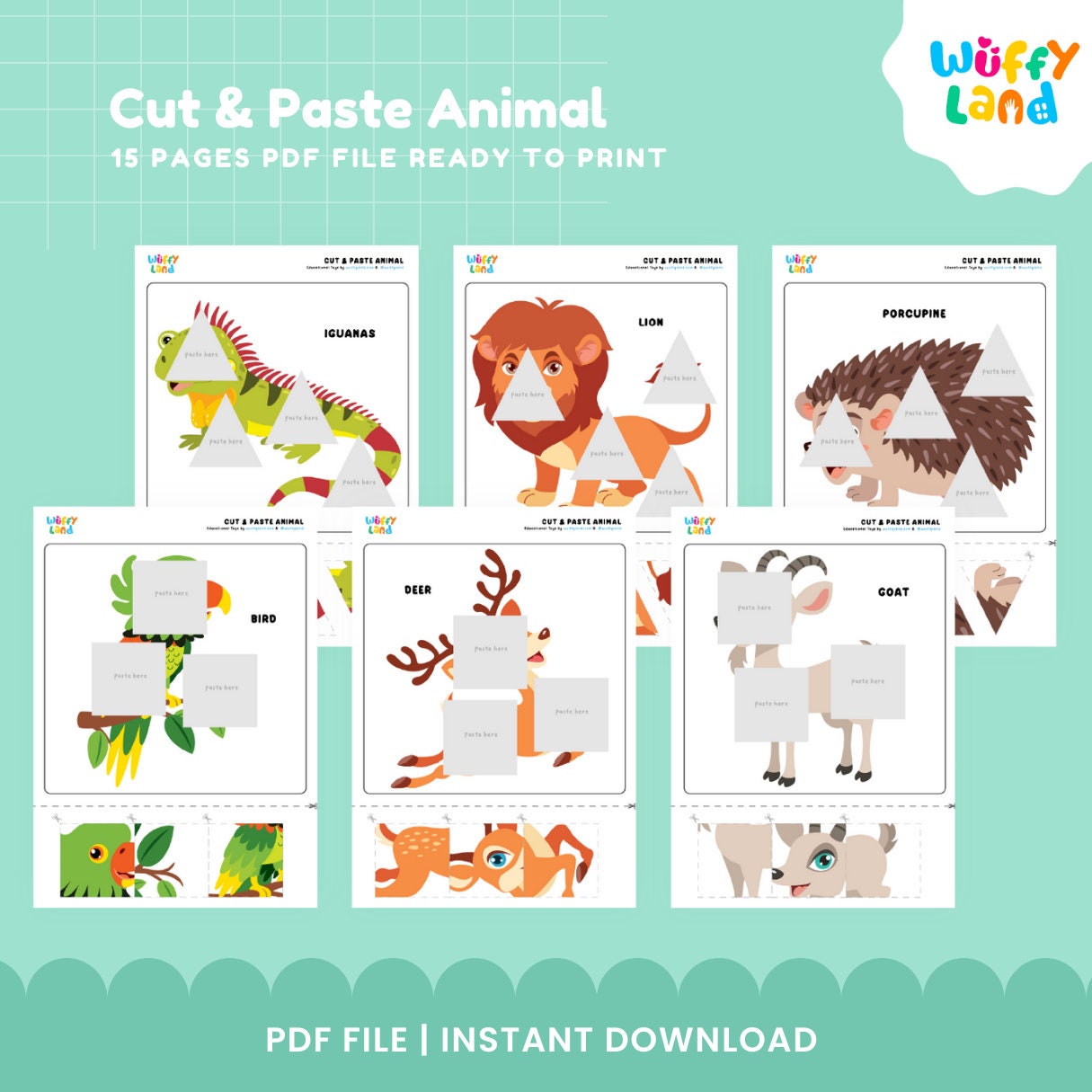 Cut and Paste Animal, Animal Matching Game, Cut Out and Glue, Scissors ...
