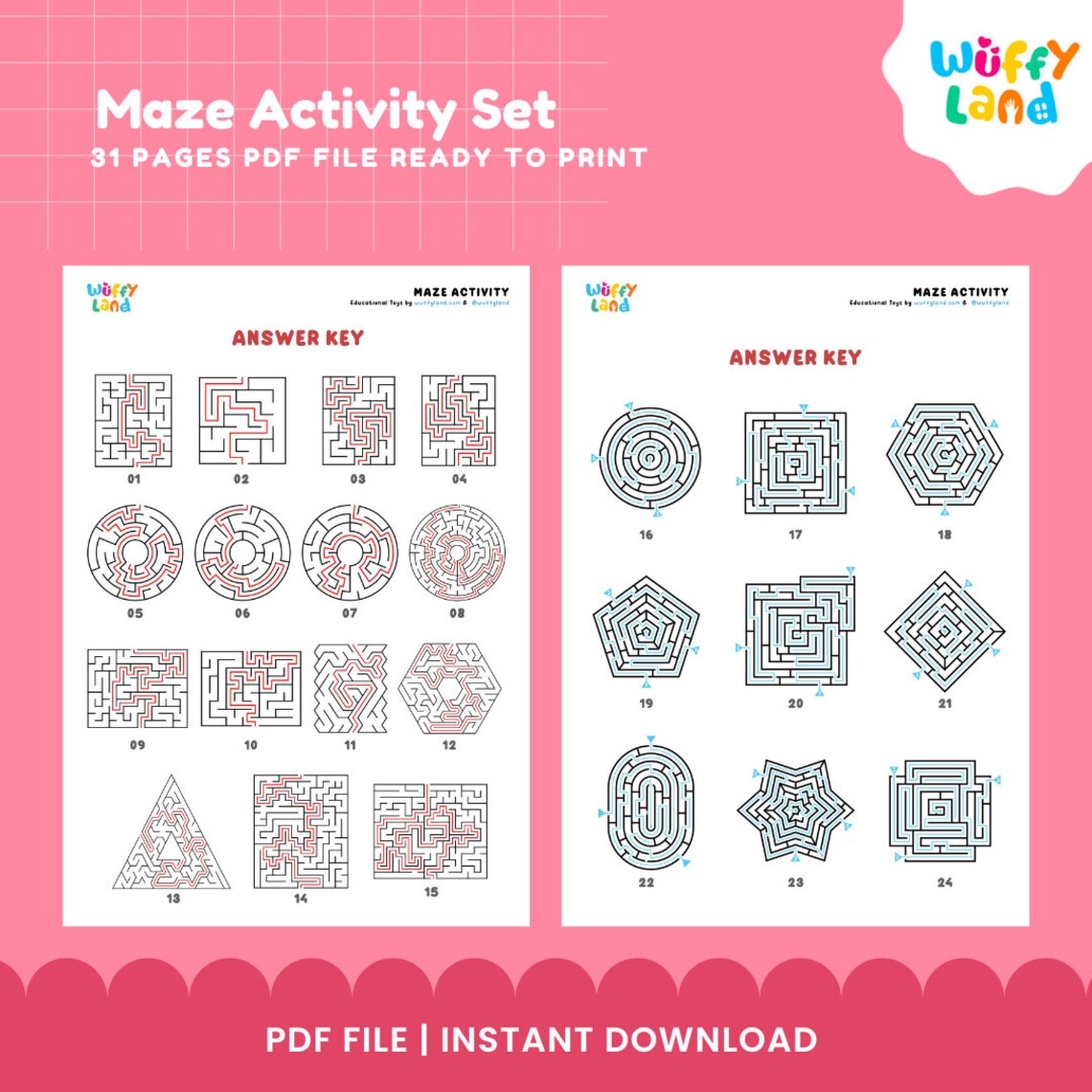 Maze Activity Set, Labyrinth Games Preschool Activity Book, Brain ...