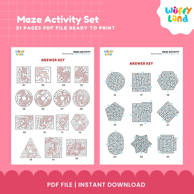Maze Activity Set, Labyrinth Games Preschool Activity Book, Brain ...