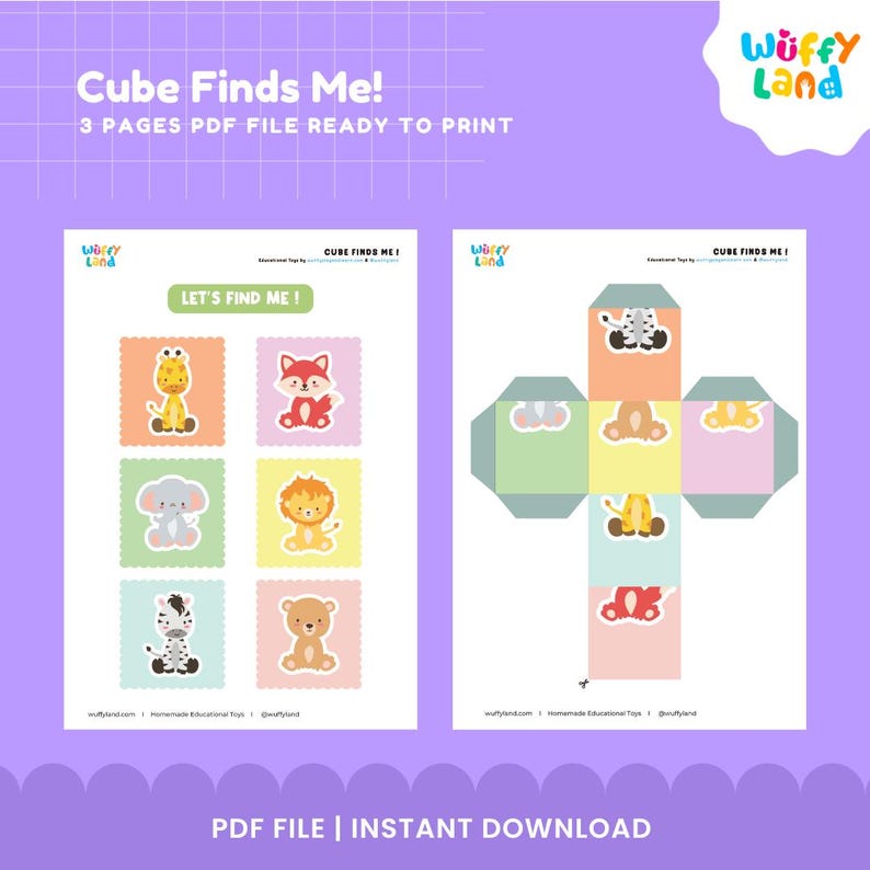 Cube Finds Me! - Fun Printable Dice Game for Kids - Animal & Object ...