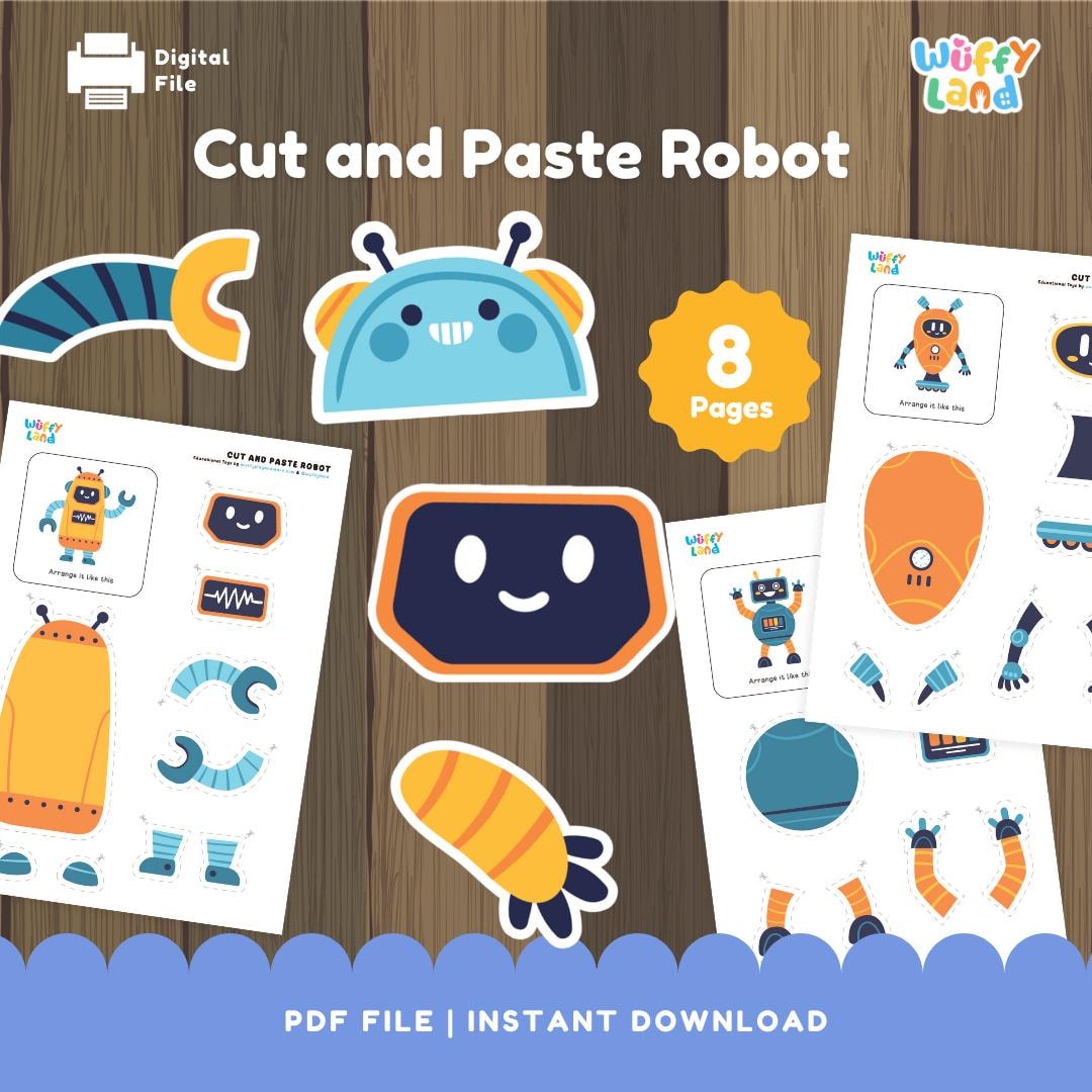 Build a Robot Cut and Paste Craft - Printable Robot Activity for Kids ...