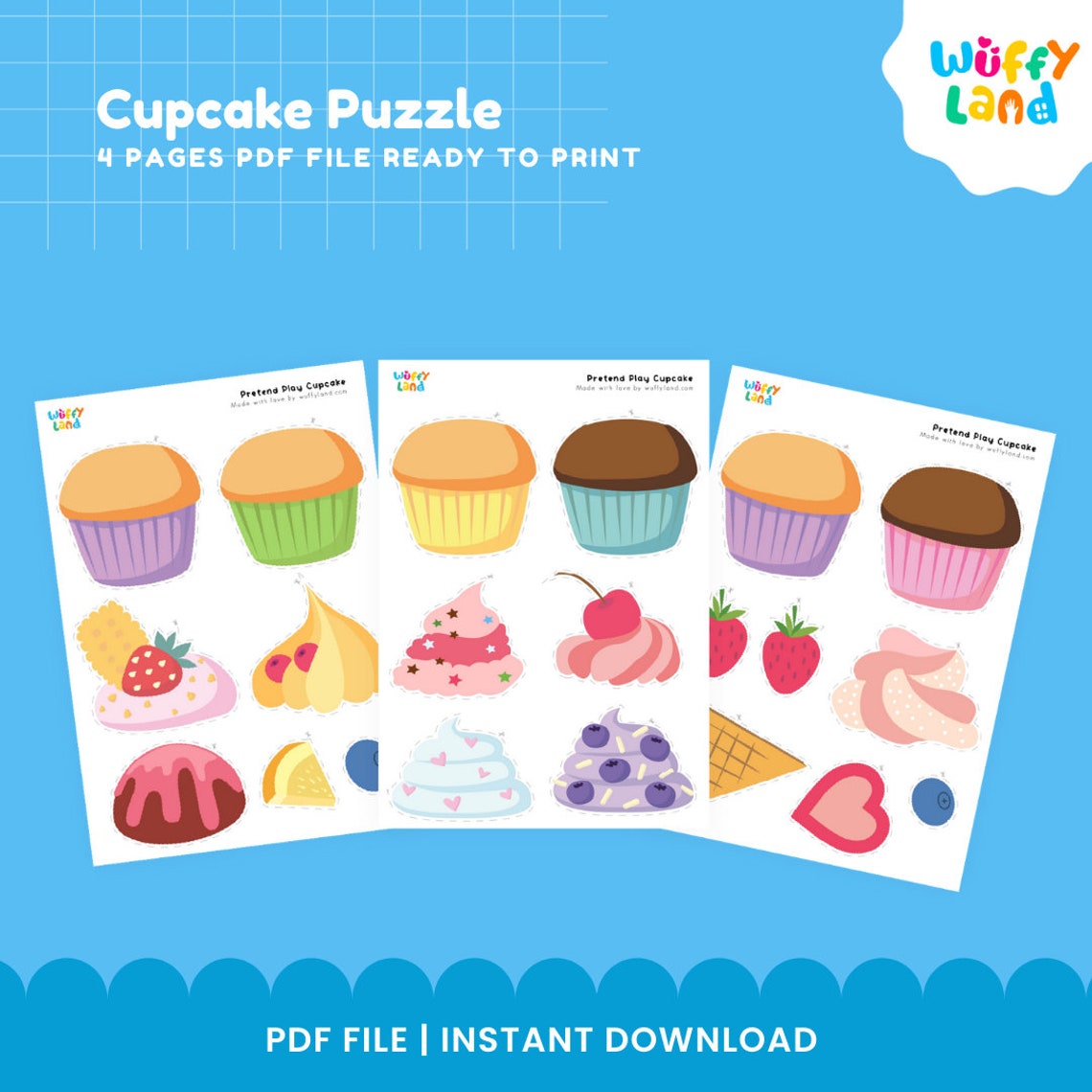 Cupcake Puzzle Printable | Kids Cut and Paste Matching Activity ...