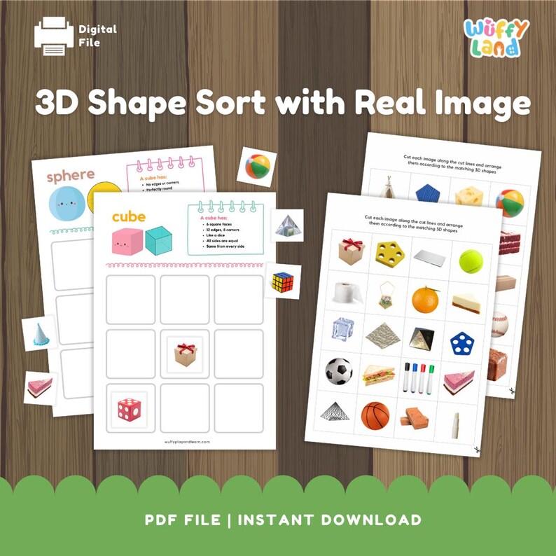 Geometry Learning - 3D Shape Sort Activity With Real Images | Matching ...
