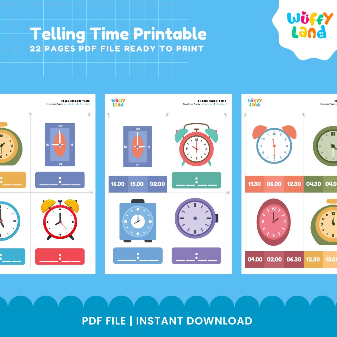 Telling Time Printable, Flashcard Time, Teaching Time Activity, Telling ...