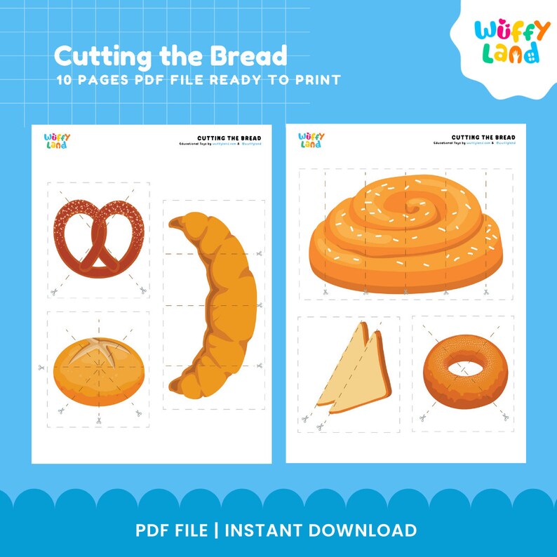 Cutting the Bread Activity | Bread Cutting Practice Worksheets Scissor ...