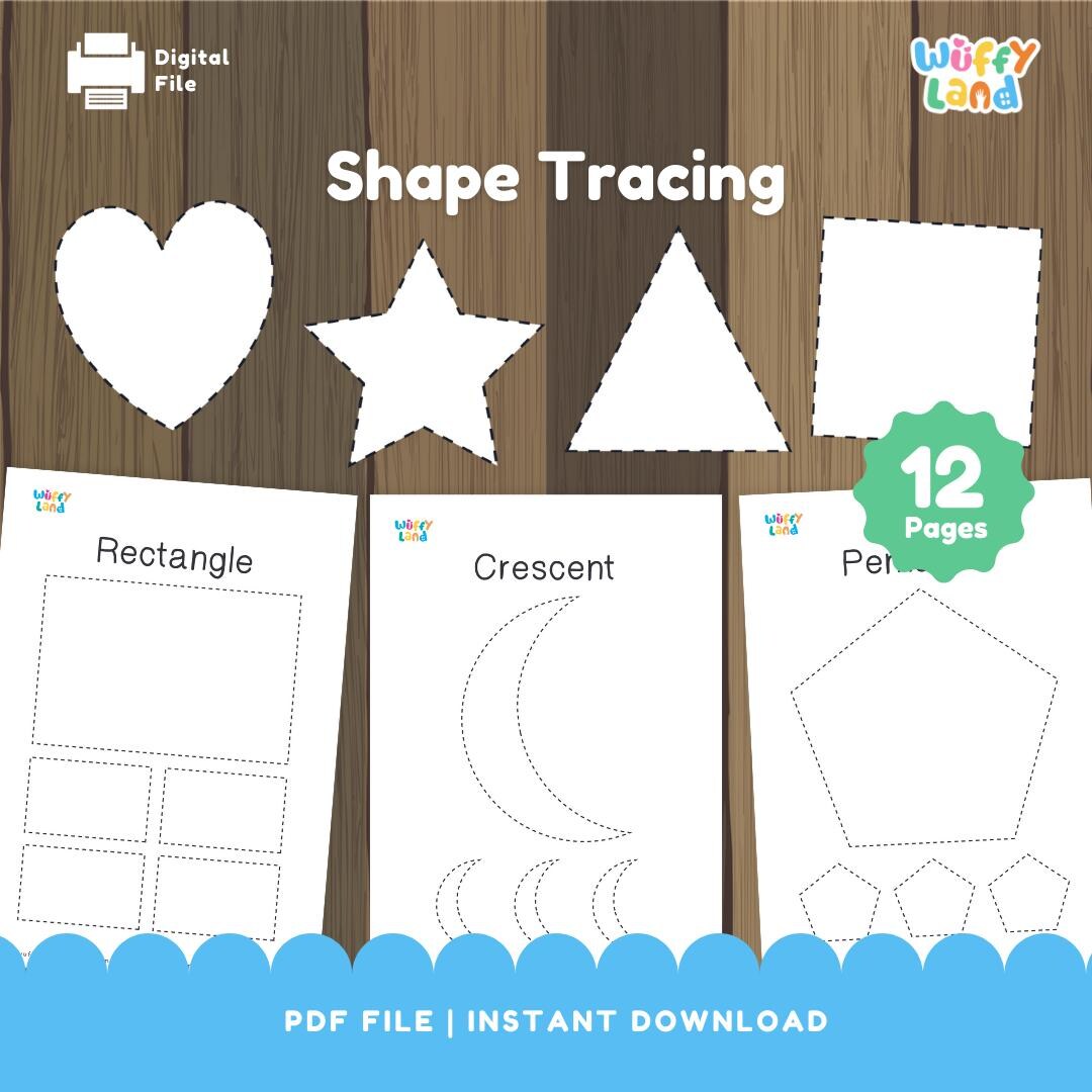 Shape Tracing Worksheets for Preschool & Kindergarten - 2D Shapes Fine ...