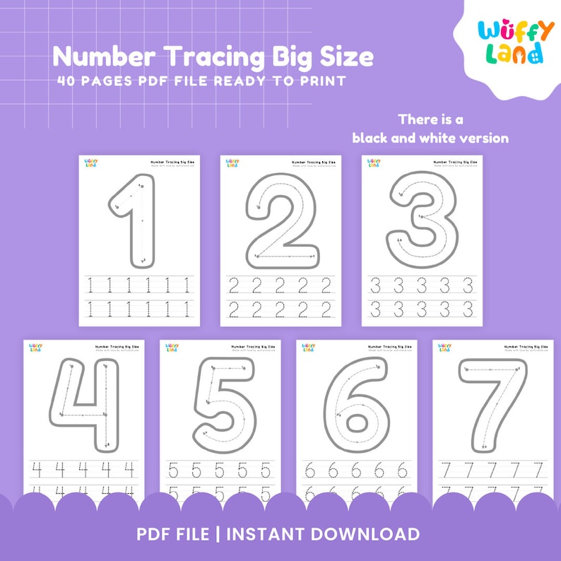 20 Number Tracing Worksheets, Handwriting Practice, Traceable Numbers ...