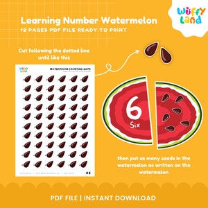 Learning Number for Kids With Watermelon Theme, Preschool Printable ...