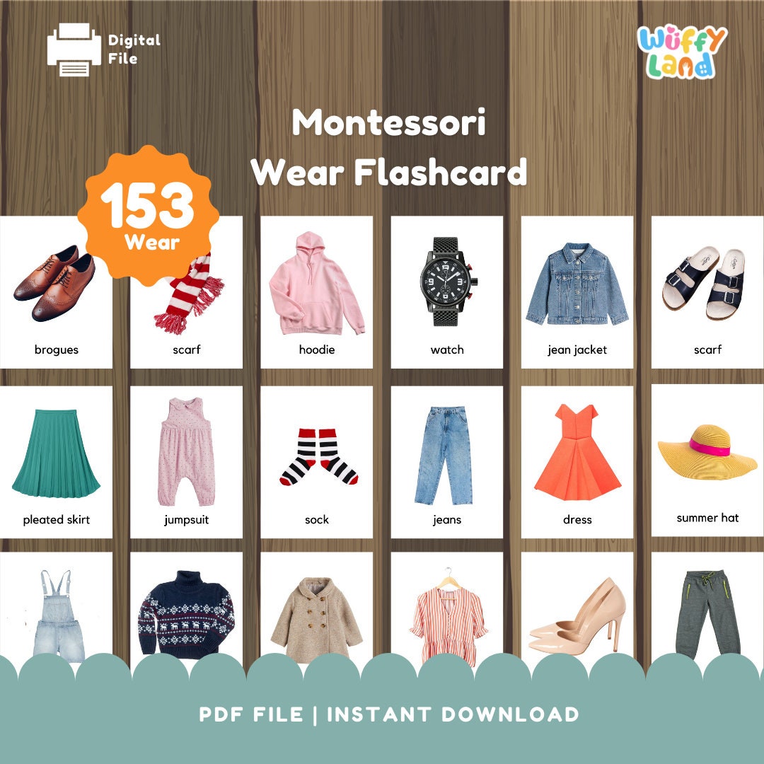 153 Montessori Waer Flashcard, Real Image, Flashcard Nomenclature ...