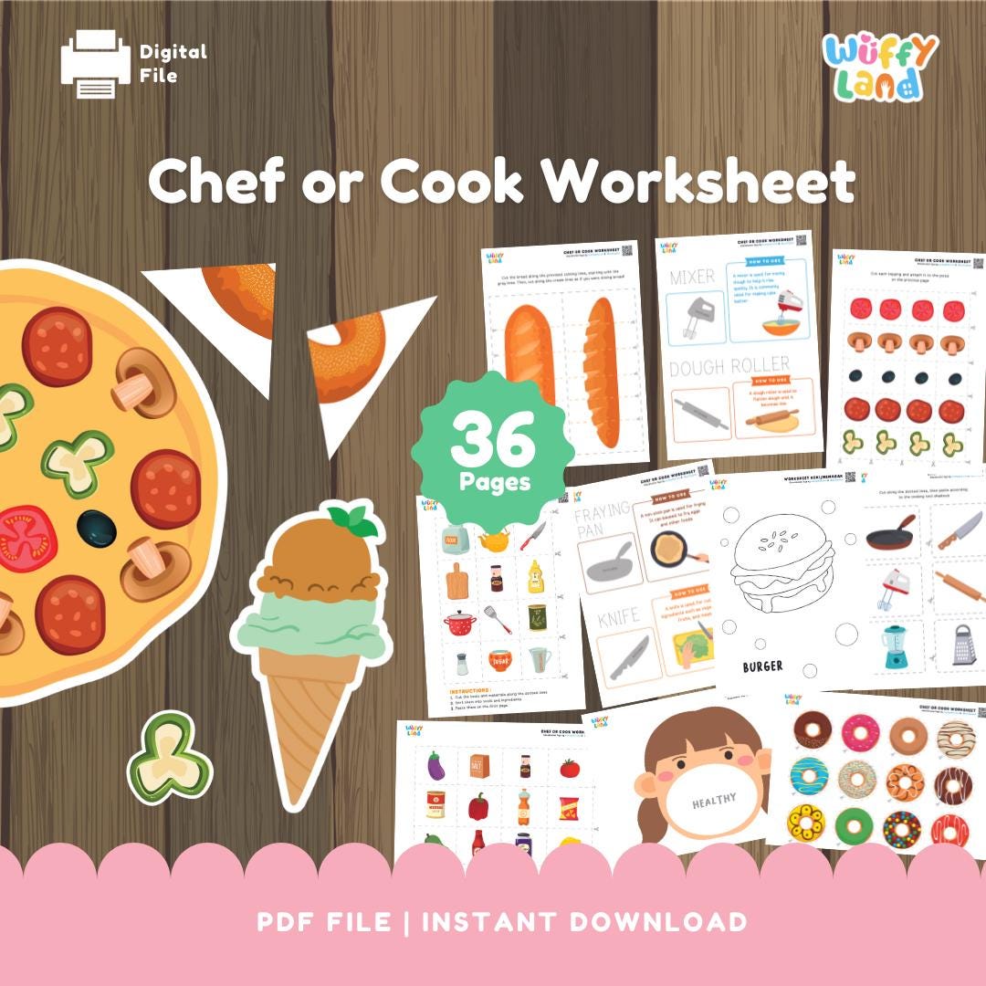 Chef & Cooking Worksheets for Kids: Fun and Educational Activities ...