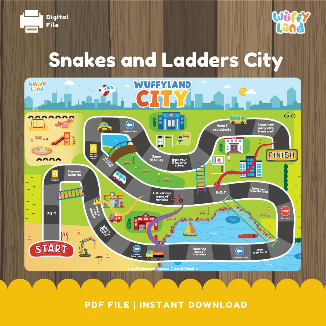 Snakes and Ladders City, Familiy Board Games, Kids Classic Game, Kids ...