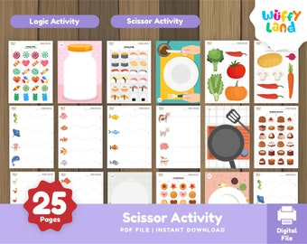 Preschool Scissor Skills Printable Worksheet Black and White Sports ...