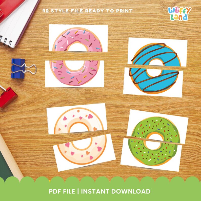 Donut Matching Game: Printable Halves Activity (PDF Pattern) - Etsy