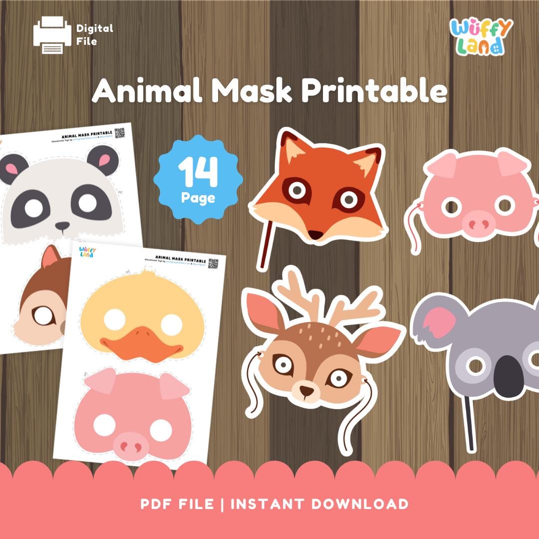 Printable Animal Masks for Kids DIY Animal Party Masks Fun Animal Face ...
