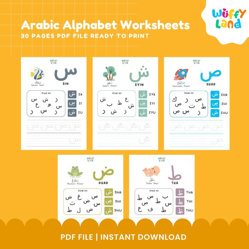 Arabic Alphabet Worksheets for Kids - 30 Fun Tracing & Matching Pages ...
