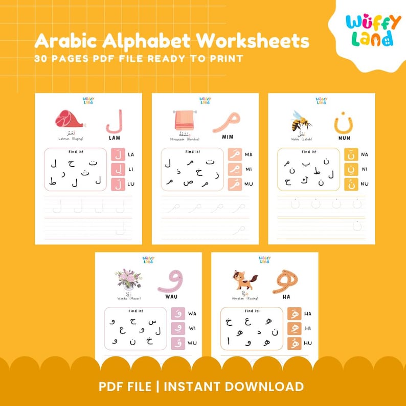 Arabic Alphabet Worksheets for Kids - 30 Fun Tracing & Matching Pages ...