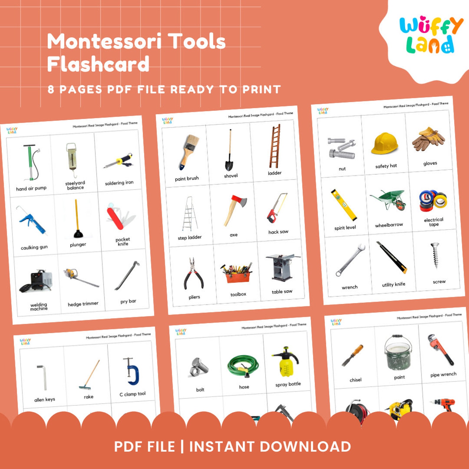 72 Montessori Tools & Equipment Flashcard, Real Image, Nomenclature ...