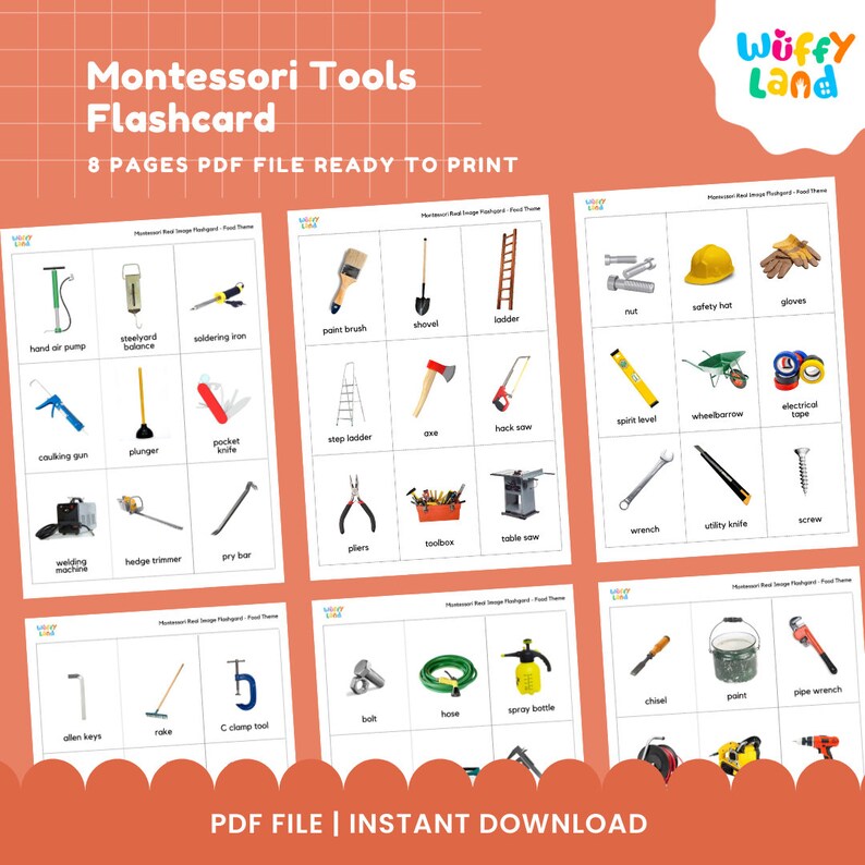 72 Montessori Tools & Equipment Flashcard, Real Image, Nomenclature ...