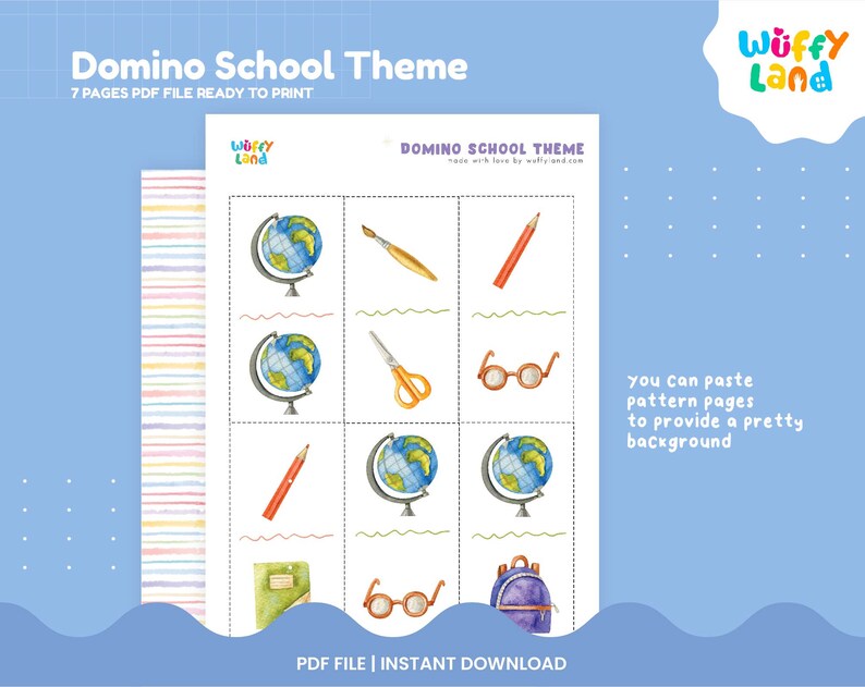 Domino School Theme Domino Worksheets Kids Match the - Etsy