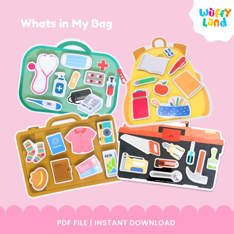 Whats in My Bag, Profession Bag, Pretend Play, Busy Page, Self-shooting ...