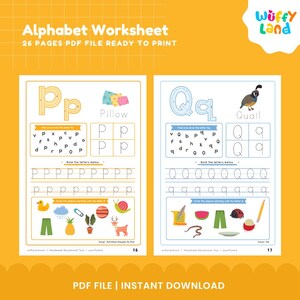 Alphabet Worksheet A–Z - Printable Tracing & Phonics Pages for ...