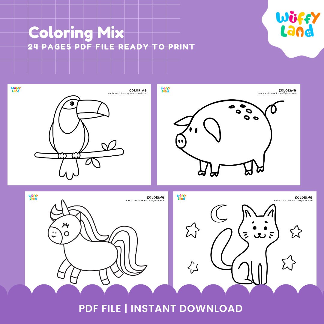 Coloring Mix Theme, Preschool Activity, Kindergarten Activity ...