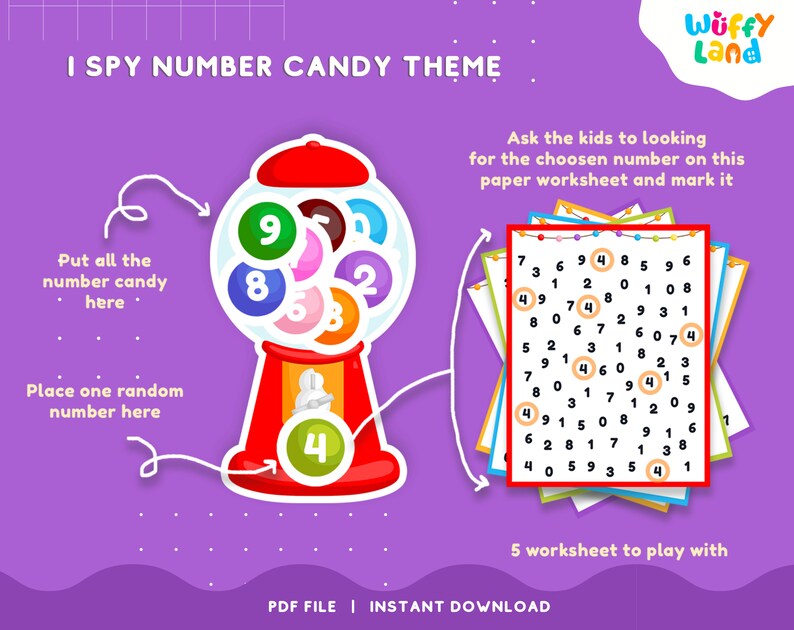 I Spy Number With Candy Theme Learning Number Homeschooling - Etsy
