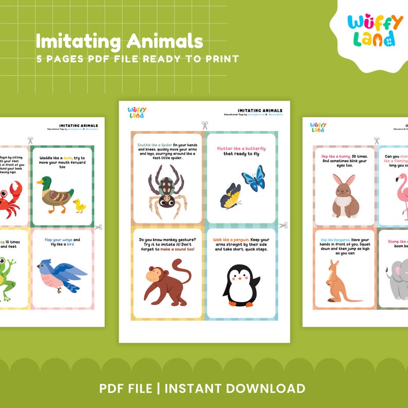 Animal Movement Cards for Preschool and Kindergarten | Gross Motor ...