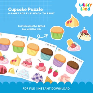 Cupcake Puzzle Printable | Kids Cut and Paste Matching Activity ...