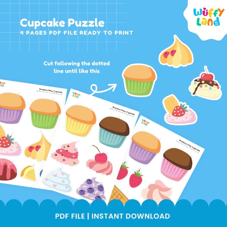 Cupcake Puzzle Printable | Kids Cut and Paste Matching Activity ...