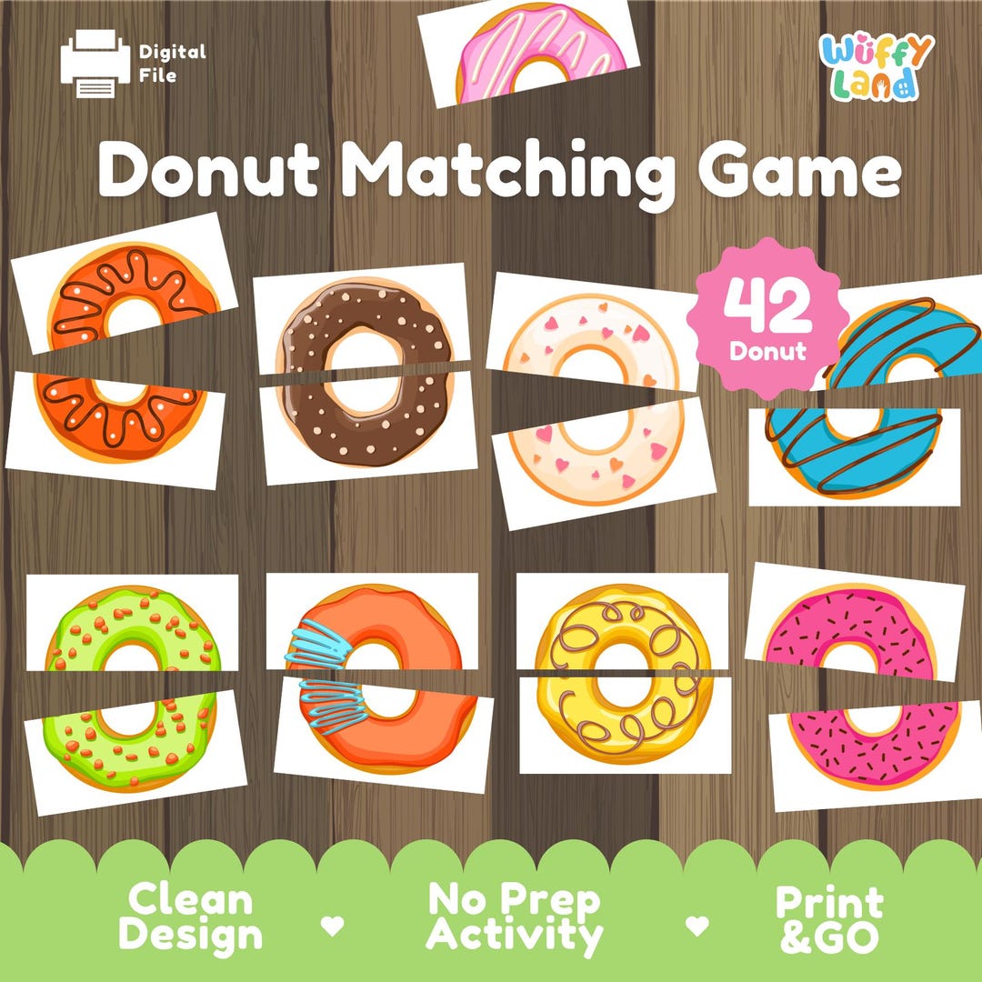 Donut Matching Puzzle Printable Cut and Paste Activity for Kids | Fine ...