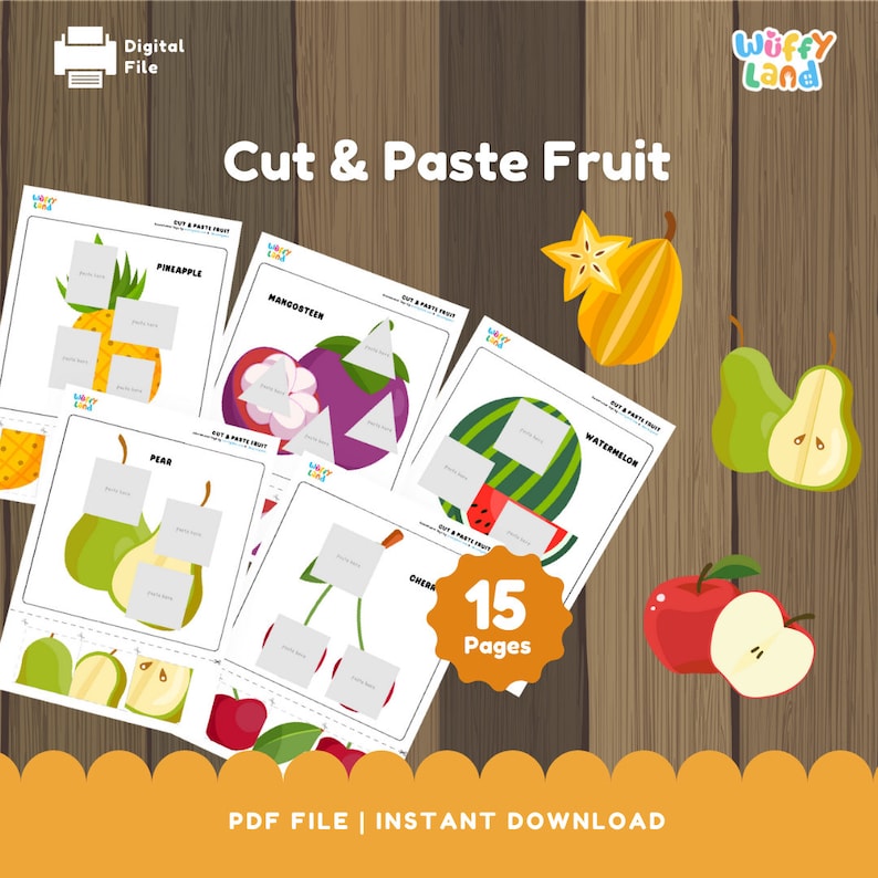 Cut and Paste Fruit, Fruit Matching Game, Cut Out and Glue, Scissors ...