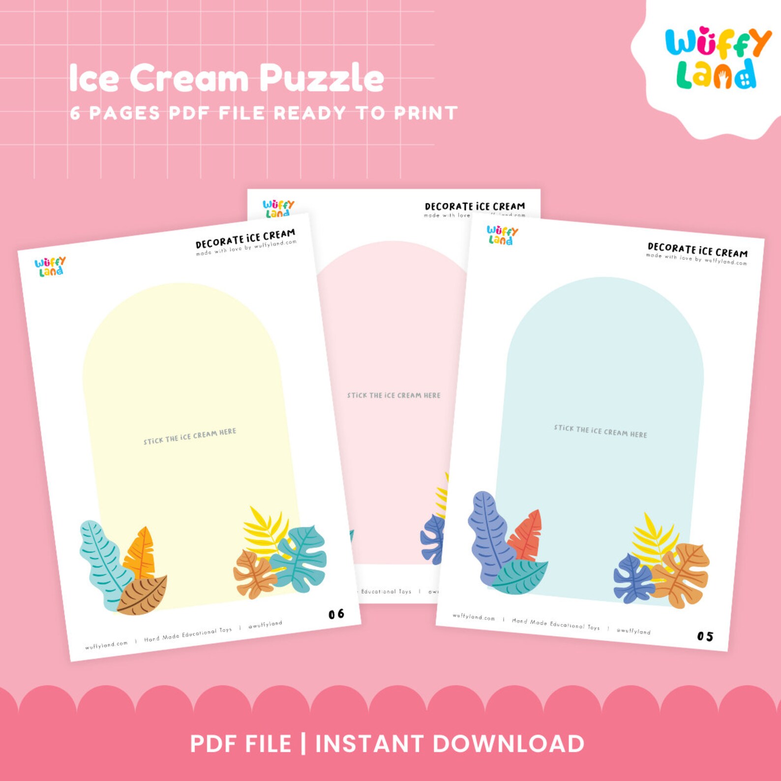 Cut and Glue Game Ice Cream Theme. Learning Pack for Kids. Printable ...