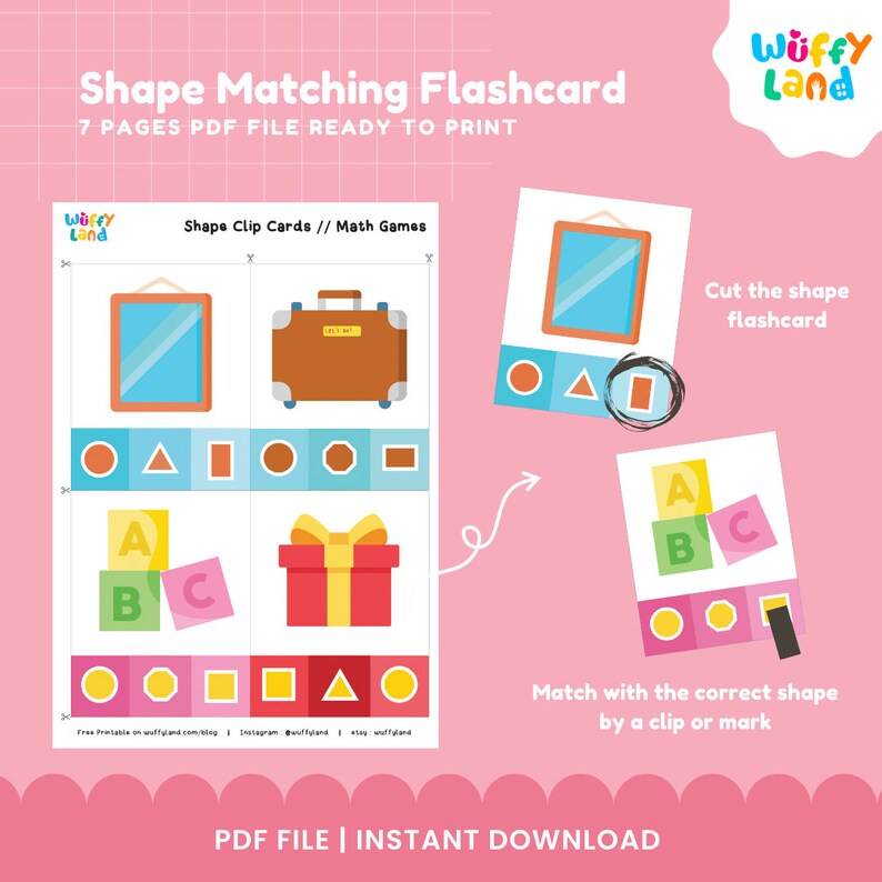 Shape Flashcard, Matching Games, Educational Material Printable ...
