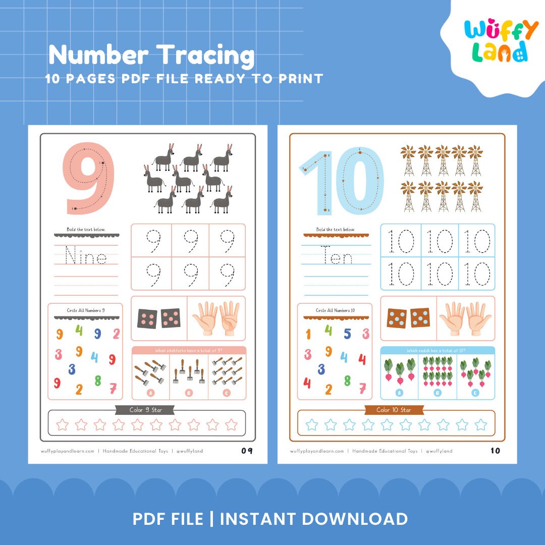 Counting and Writing 1-10, Handwriting Practice PDF, Number Tracing ...