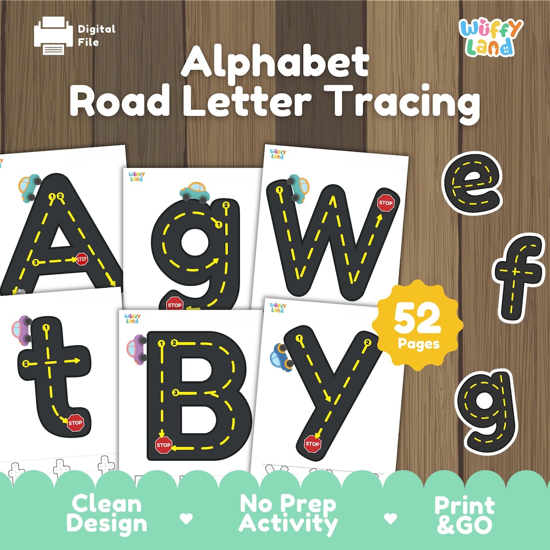 Alphabet Tracing Sheets With Car Theme - Uppercase and Lowercase Road ...