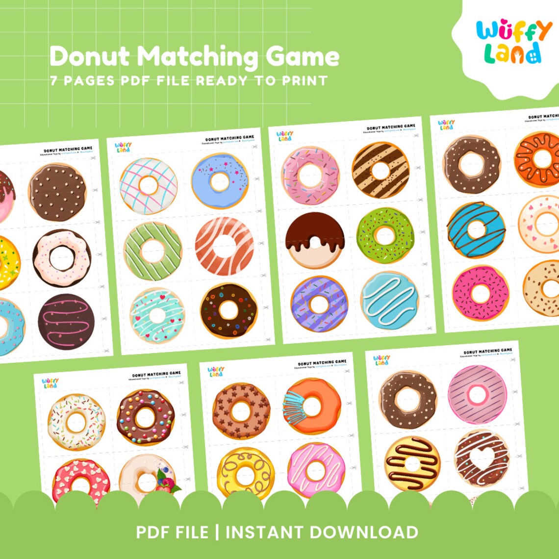 Donut Matching Game, Donut Matching Cards, Printable Match Halves ...