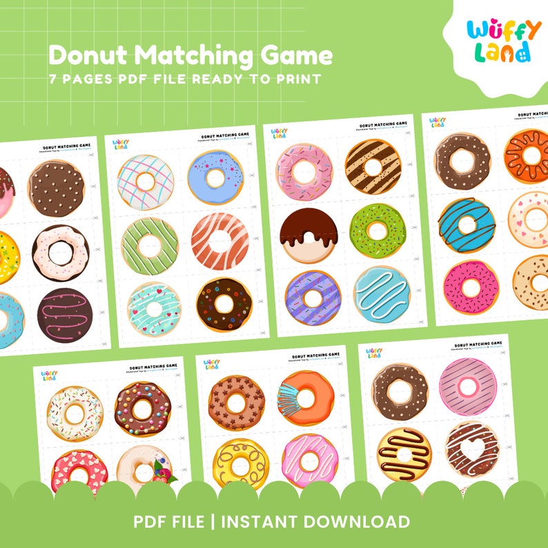 Donut Matching Game, Donut Matching Cards, Printable Match Halves ...