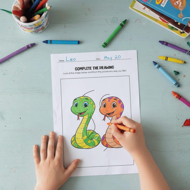 Complete the Drawing Worksheet for Kids | Fun Printable Line Prompts ...