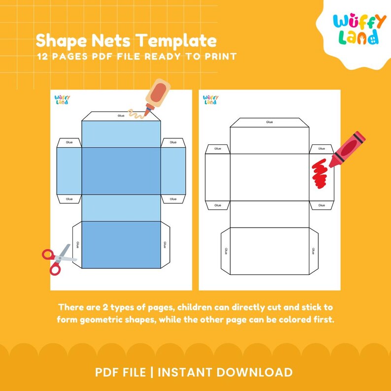 Shape Nets Templates Cut and Fold 3D Geometry, Nets Paper Craft Shapes ...